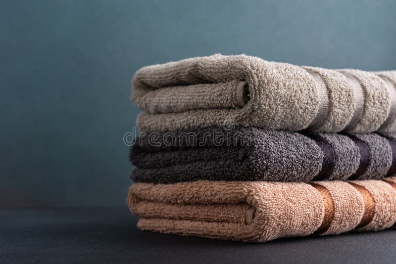Stack of Clean and Folded Towels Stock Image - Image of textile, light ...