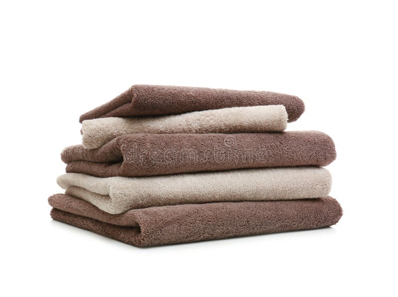 Stack of Clean Folded Towels on White Stock Photo - Image of lifestyle ...