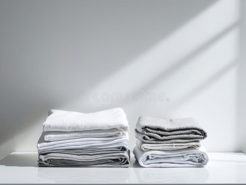 Stack of Clean Freshly Laundry Neatly Folded Stock Photo - Image of ...