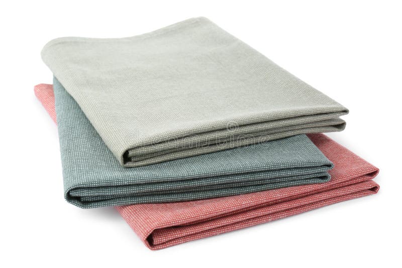 Stack of Clean Kitchen Towels Isolated on White Stock Photo - Image of ...