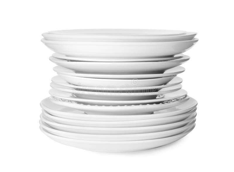 Stack of Clean Plates Isolated Stock Image - Image of isolated, empty ...