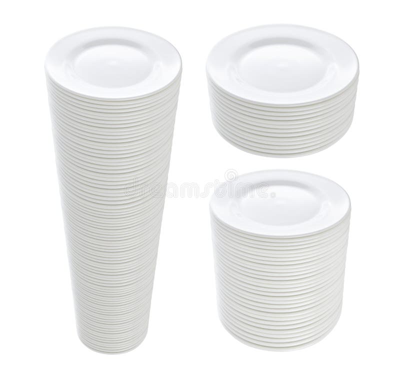 Stack of Plates Isolated on White Background Stock Image - Image of ...