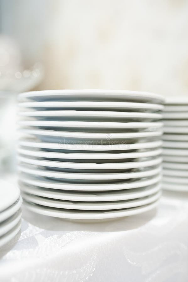 Stack of Clean Plates Ready To Be Used on Dinner Stock Image - Image of ...