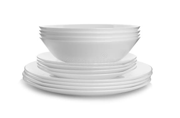 Stack of clean plates stock image. Image of dining, domestic - 120444317