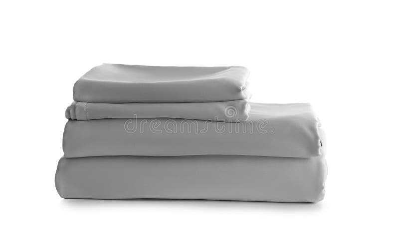 Stack of Clean Silky Bed Linen Isolated Stock Image - Image of cover ...