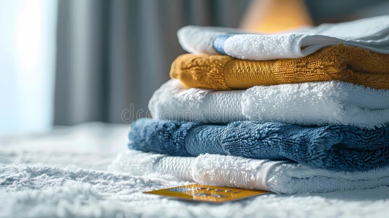 Stack of Clean Towels on Bed, Cleaning Service, Generative AI ...