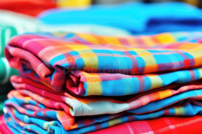 A Stack of Clean Washed Colored Clothes Close Up Stock Illustration ...