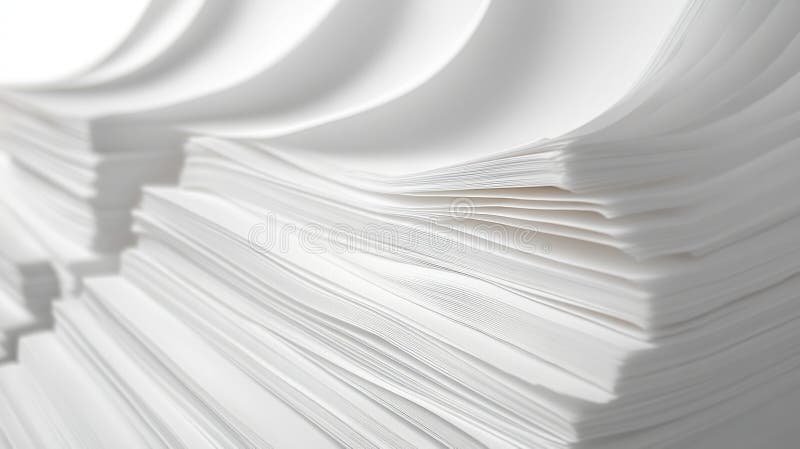 Stack of Clean White Papers, Close-up View Showing Texture and Folds ...