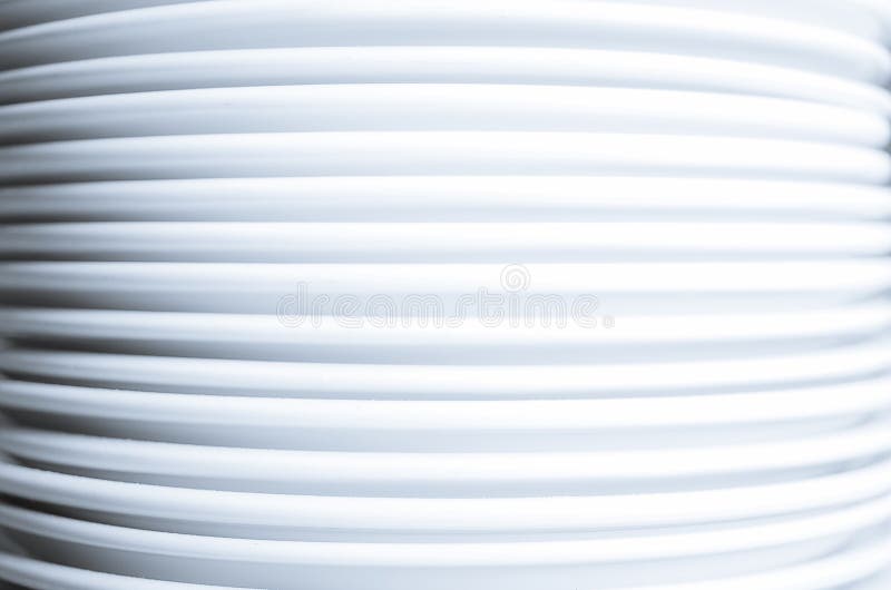 Stack of Clean White Plates Stock Image - Image of group, horizontal ...