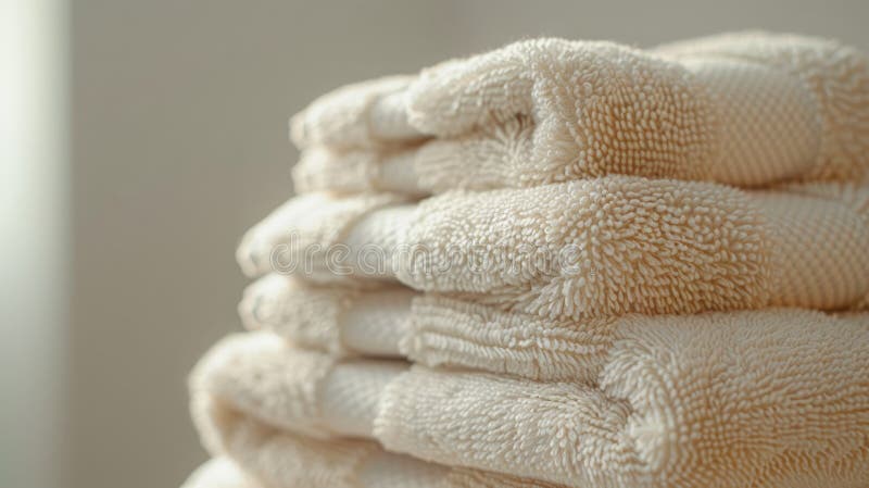Stack of Clean White Towels Neatly Folded. Stock Photo - Image of white ...