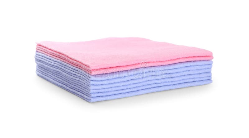 Stack of Cleaning Rags Isolated on White Stock Image - Image of ...