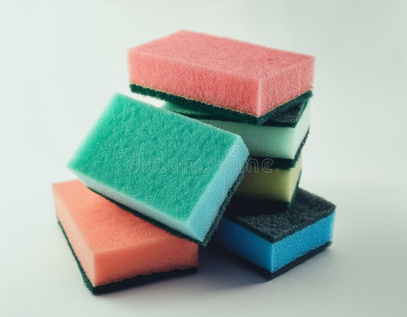 A Stack of Cleaning Sponges on a White Background Stock Illustration ...