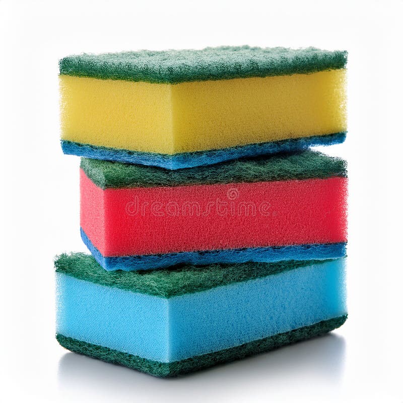 A Stack of Cleaning Sponges on a White Background Stock Illustration ...