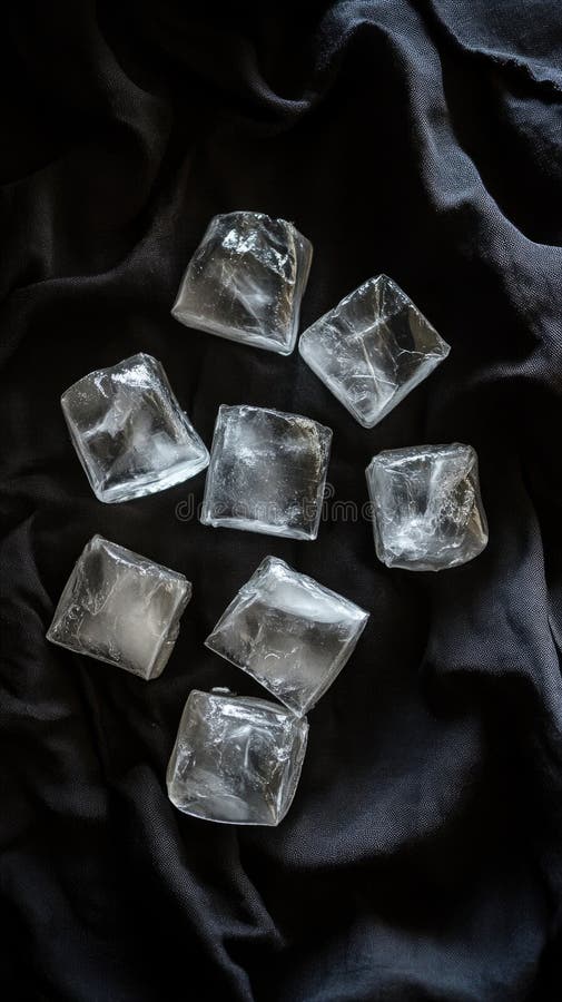 A Stack of Clear Ice Cubes Resting on a Dark Fabric Stock Image - Image ...