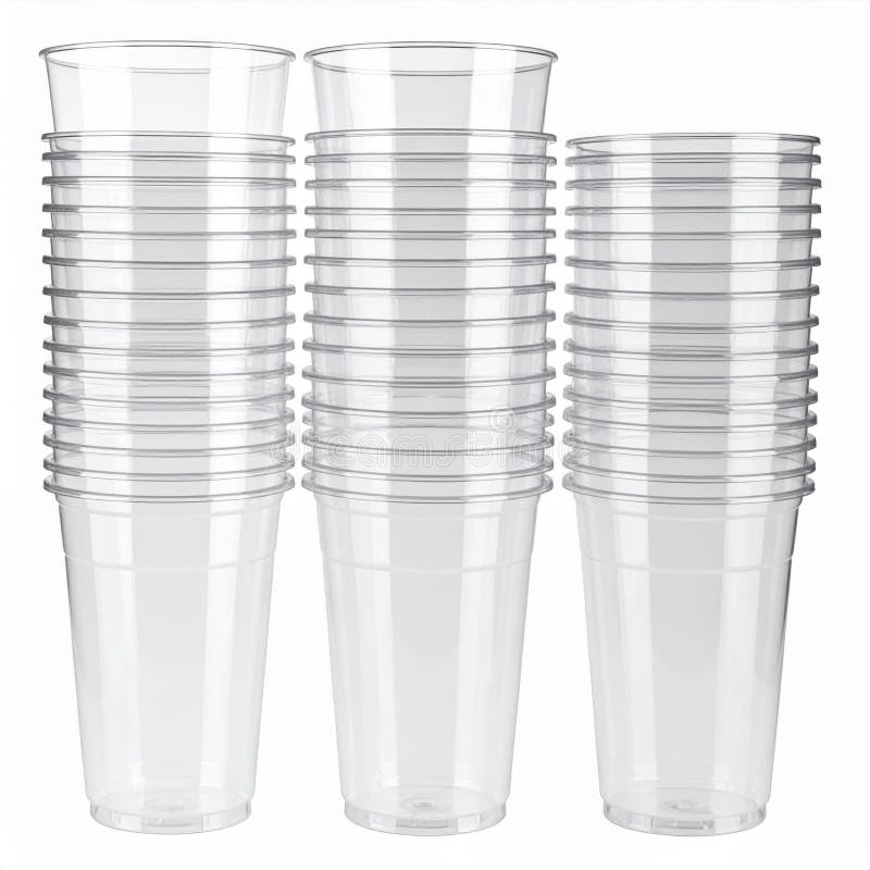 Stack of Clear Plastic Cups on White Background Stock Illustration ...