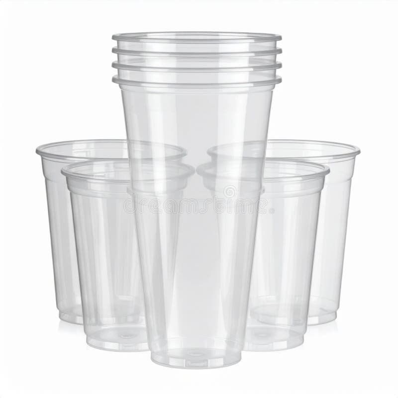 Stack of Clear Plastic Cups on White Background Stock Illustration - Illustration of item, group ...