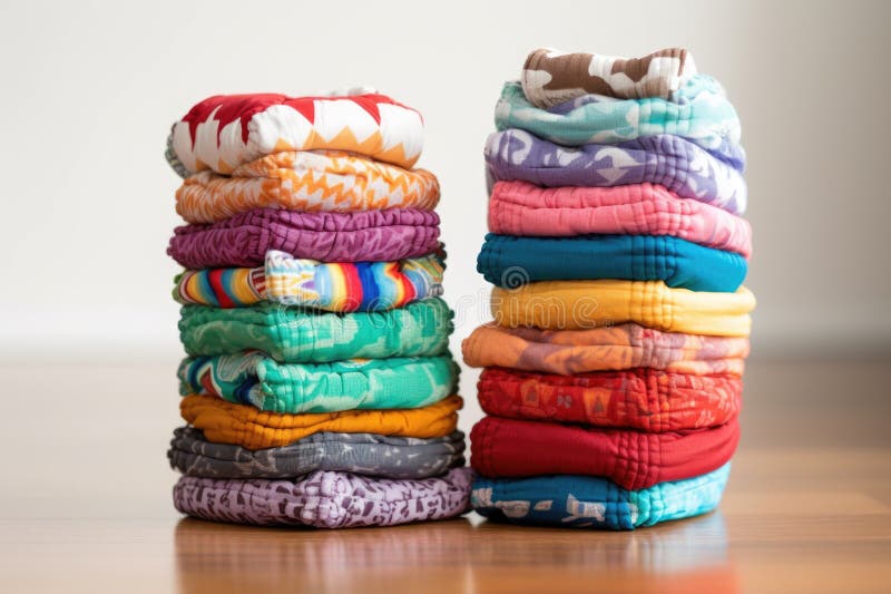 Stack of Cloth Diapers in Various Colors and Patterns Stock ...