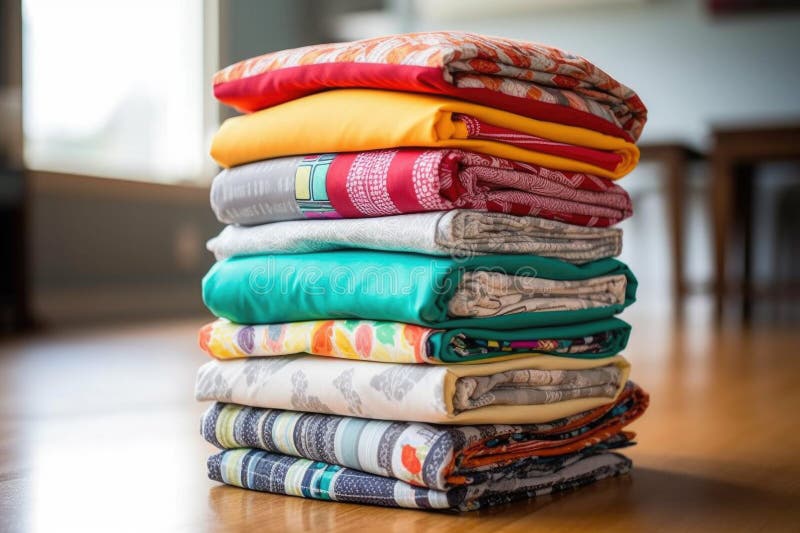 Stack of Cloth Diapers in Various Colors and Patterns Stock ...