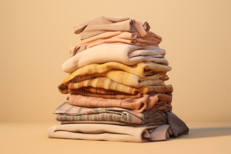 Stack of Clothes on a Beige Background. Second Hand Stock Illustration ...