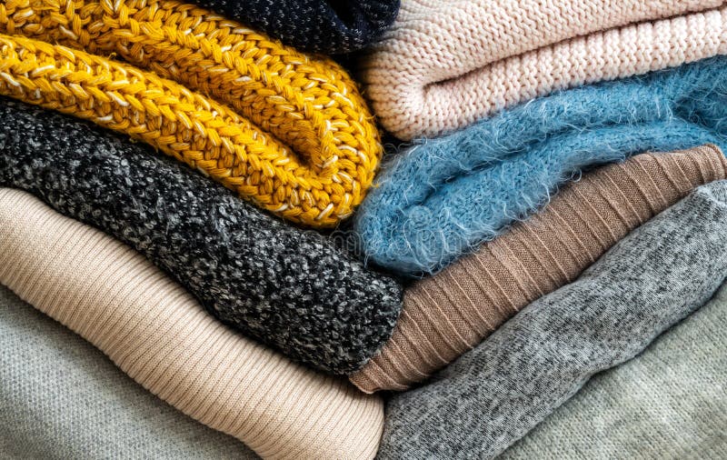 Stack of Clothes with Different Colours and Materials Stock Photo ...
