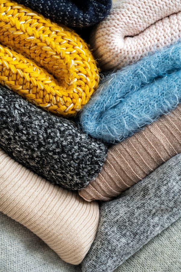 Stack of Clothes with Different Colours and Materials Stock Image ...