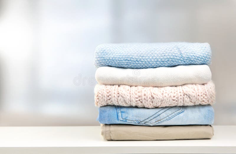 Stack Of Clothes Empty Copy Space Stock Image - Image of material ...