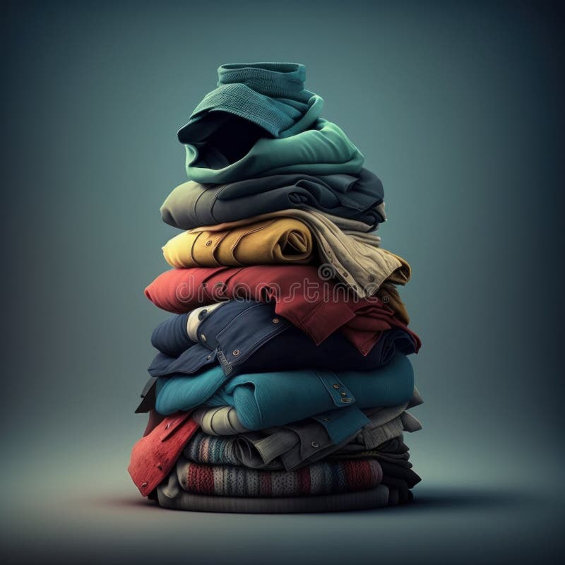 Stack of Clothes. a Family Laundry Pile Stock Illustration ...