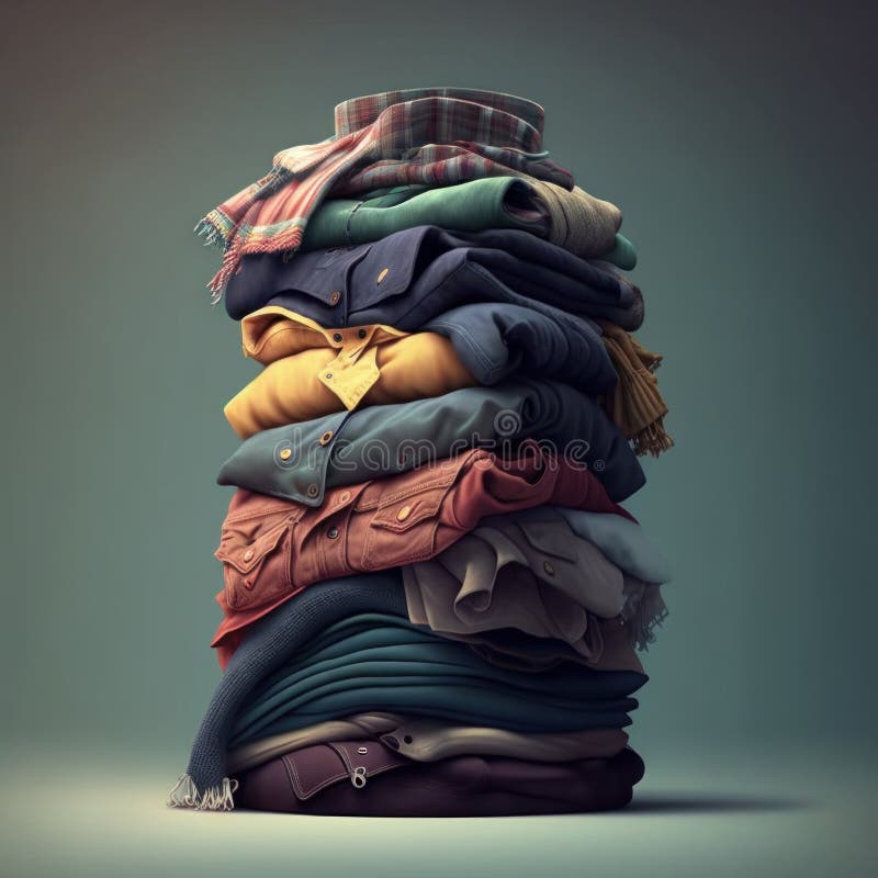 Stack of Clothes. a Family Laundry Pile Stock Illustration ...