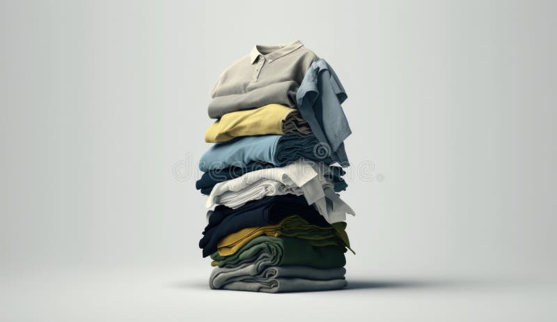Stack of Clothes. a Family Laundry Pile Stock Illustration ...