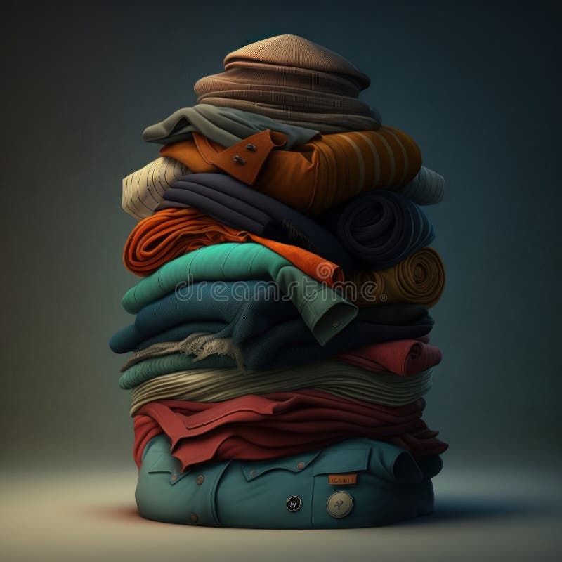 Stack of Clothes. a Family Laundry Pile Stock Illustration ...