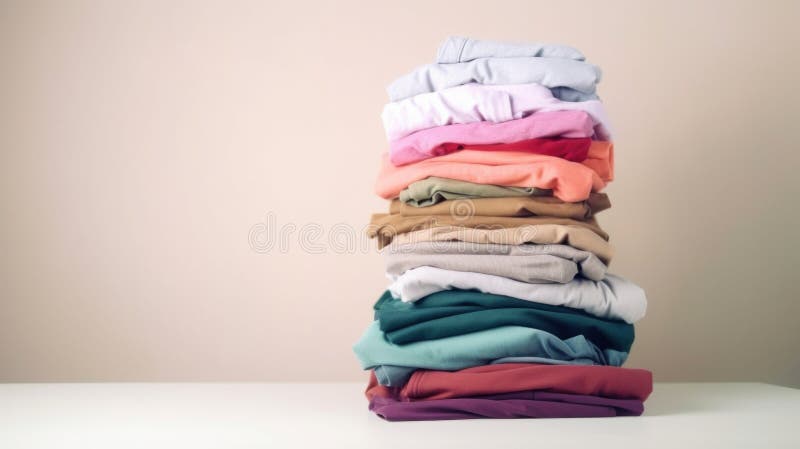 Stack of Clothes. a Family Laundry Pile Stock Illustration ...