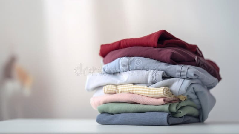 Stack of Clothes. a Family Laundry Pile Stock Illustration ...