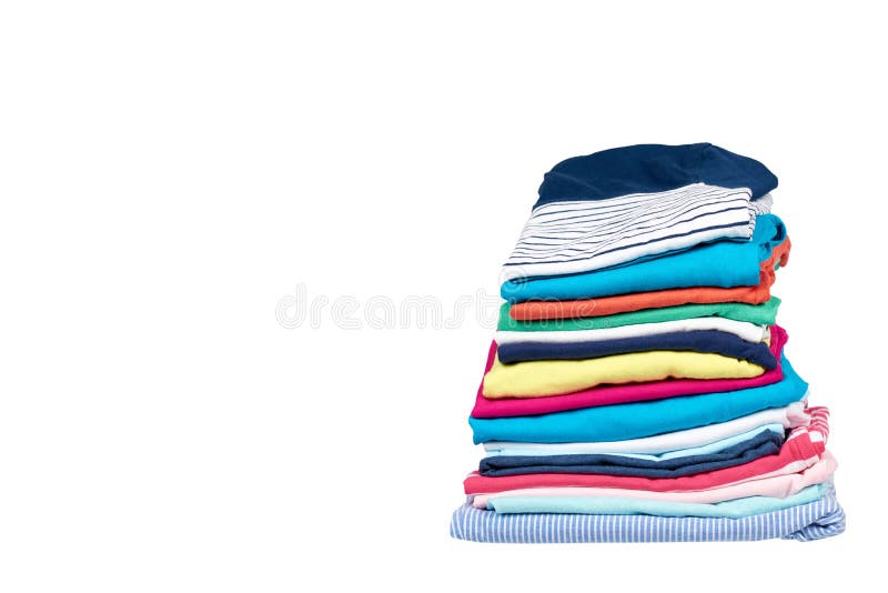 Stack of Clothes, Fresh Laundry Textile. Isolated Stock Photo - Image ...