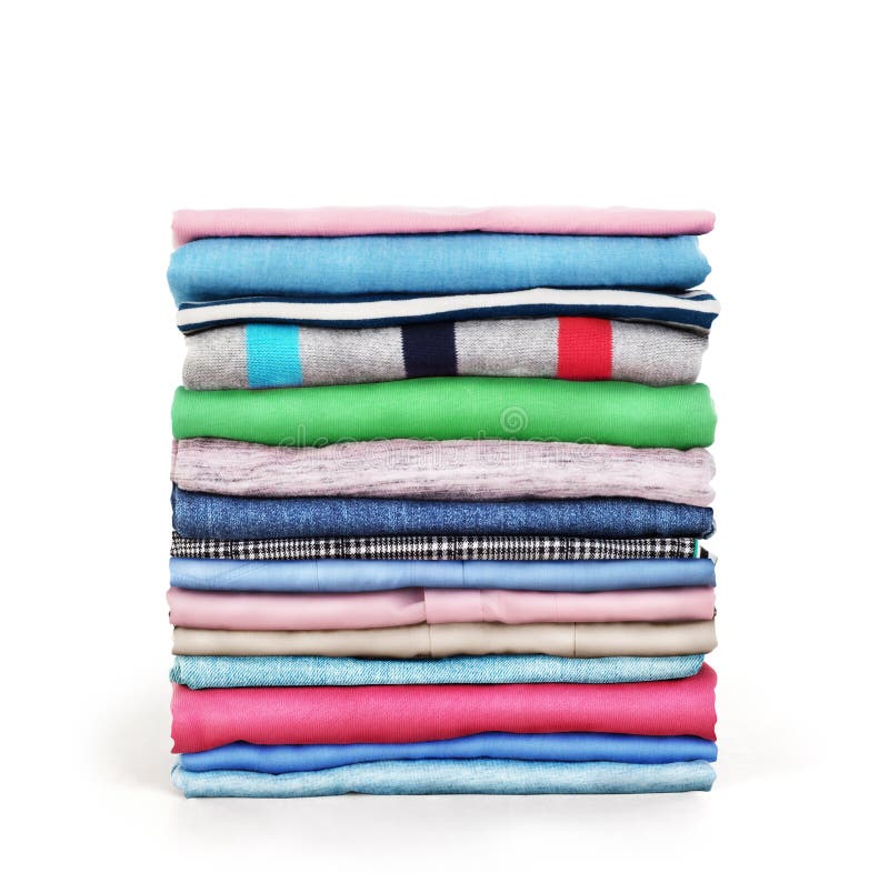 Stack of clothes isolated stock image. Image of heap - 152319435