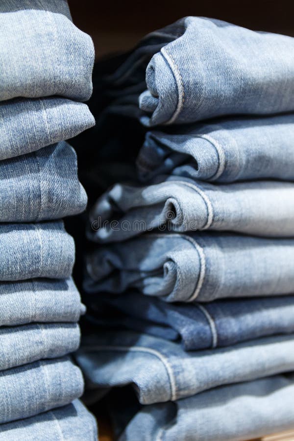 Stack of Clothes Jeans Pants Stock Photo - Image of denim, fabric ...