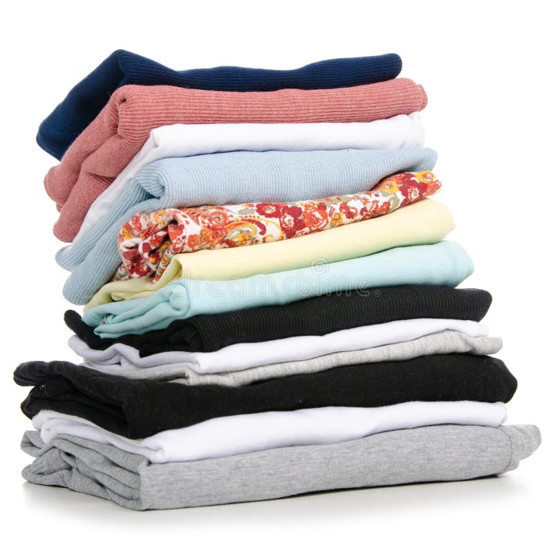 A Stack of Clothes T-shirt Shirt Stock Image - Image of dress, pile ...