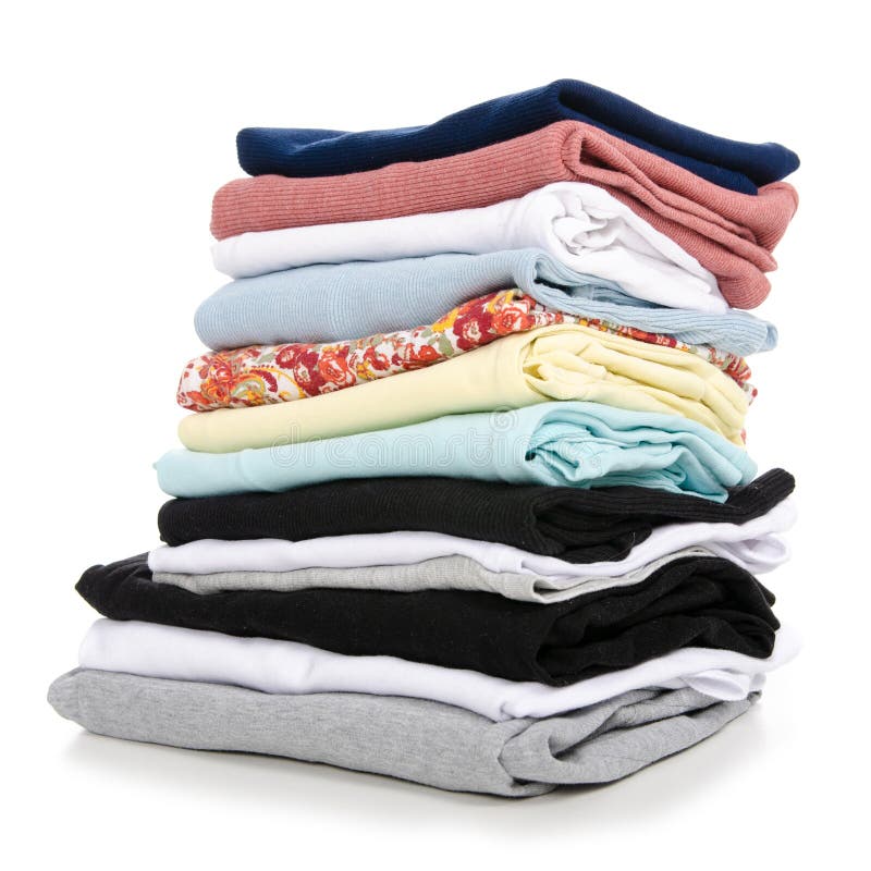 A Stack of Clothes T-shirt Shirt Stock Photo - Image of objects, pink ...