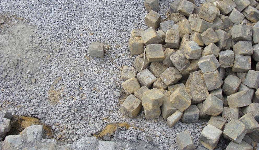 Stack of Cobble Stone on a Construction Site Stock Photo - Image of ...