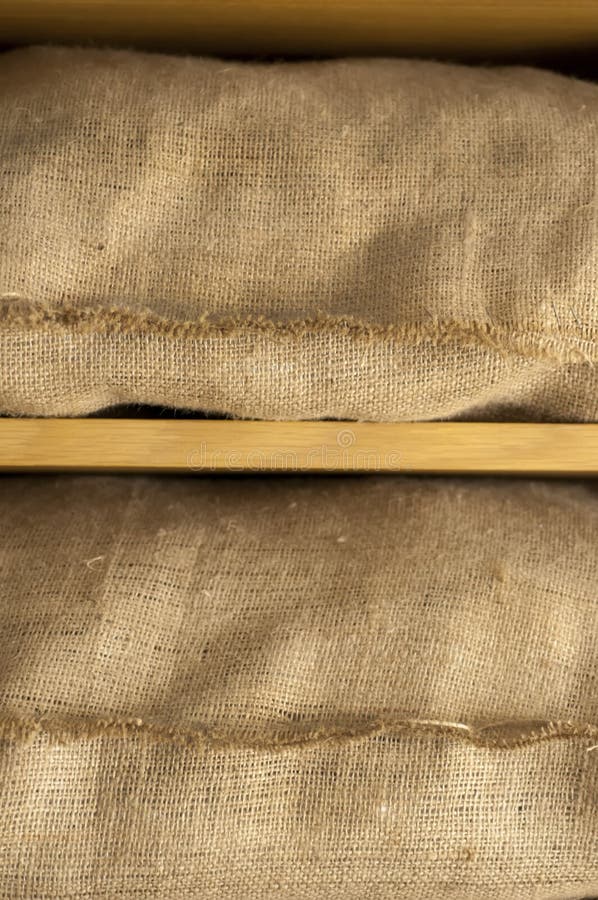 Stack of Coffee Bean-guny Sacks on Ceiling Shelf in Warehouse . Stock ...