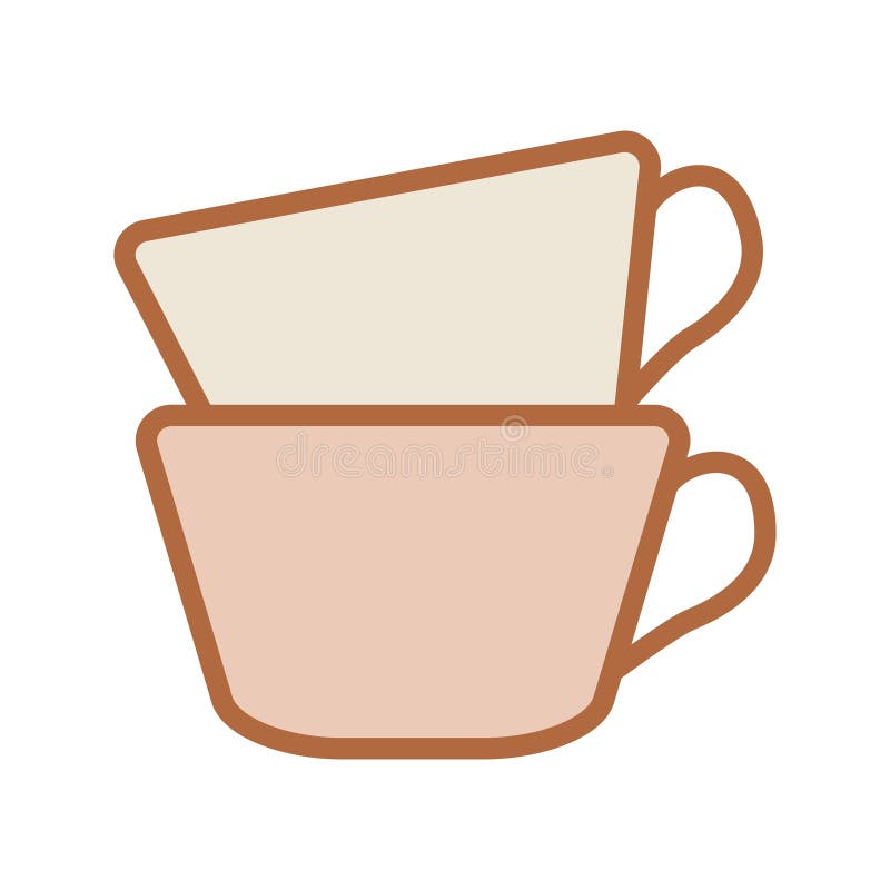 Stack of Coffee Cups Isolated on White Background. Pile of Mugs with ...