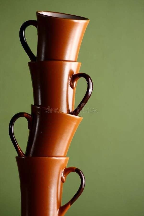 Stack of coffee mugs stock image. Image of wood, drink - 48480291