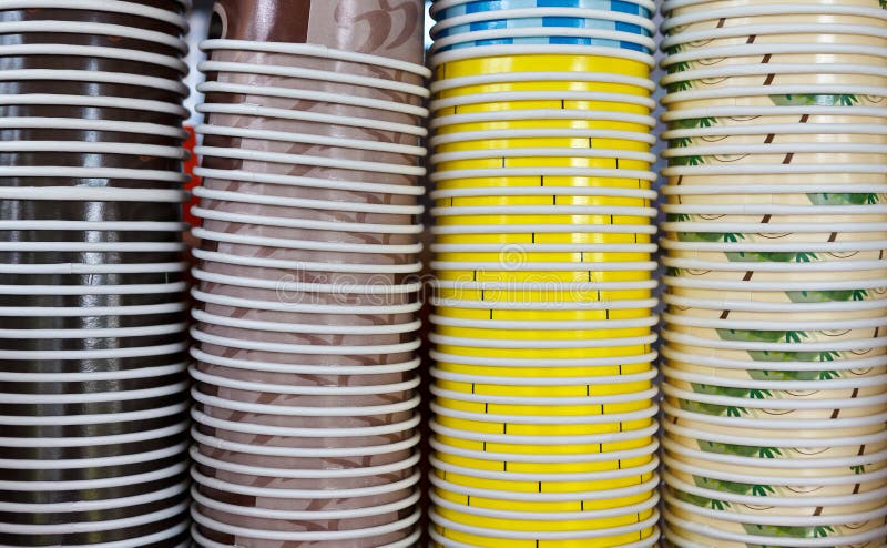 Stack of coffee paper cups stock image. Image of cafe - 26050075