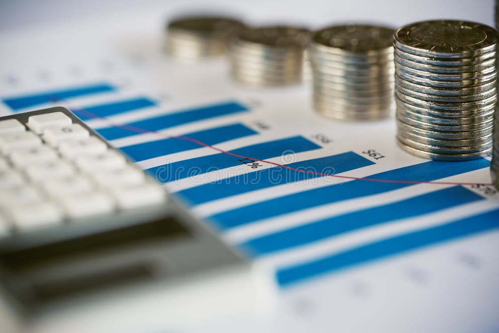 Stack of Coin with Bar Graph Stock Photo - Image of market, heap: 92533460