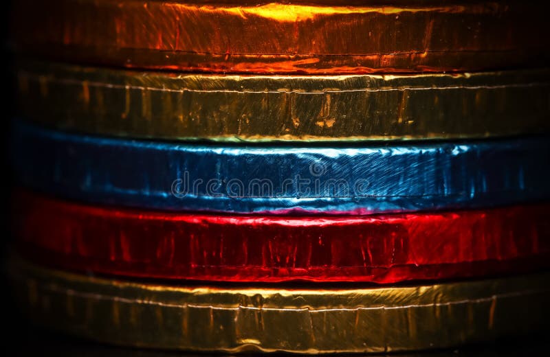 Stack of Coin Candies with Colorful Foils Stock Photo - Image of food ...