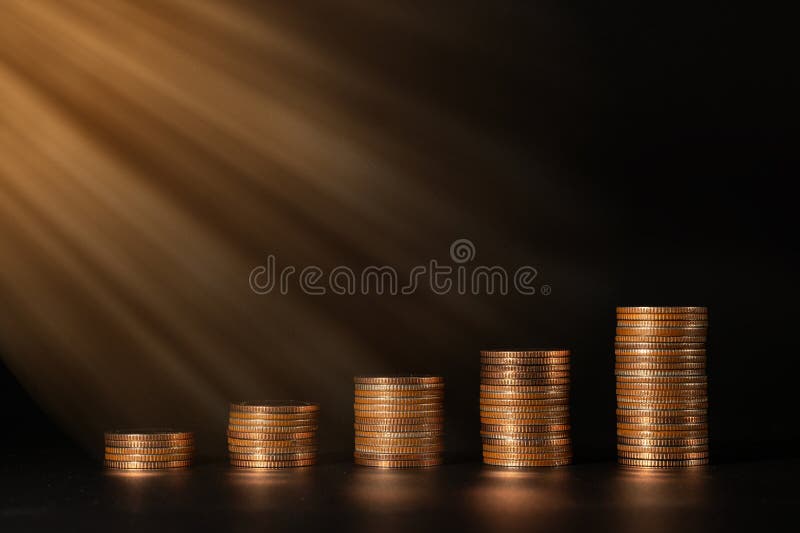 Stack Coin on Dark Background Stock Photo - Image of earnings, bank ...