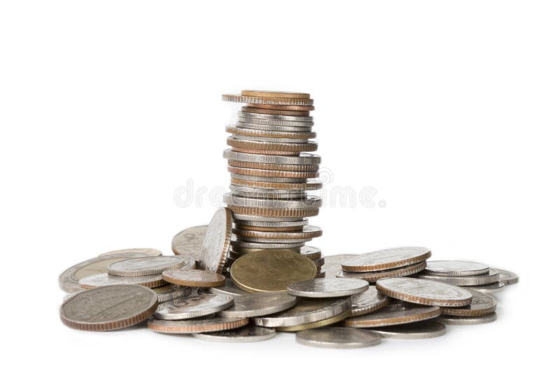 Stack of Coin Isolated on White Background. Stock Photo - Image of ...