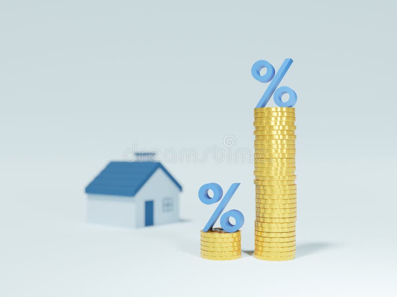 Stack Coin with Percent Symbol, 3D of Interest Rate Financial and ... Stack Coin with Percent Symbol, 3D of Interest Rate Financial and ...