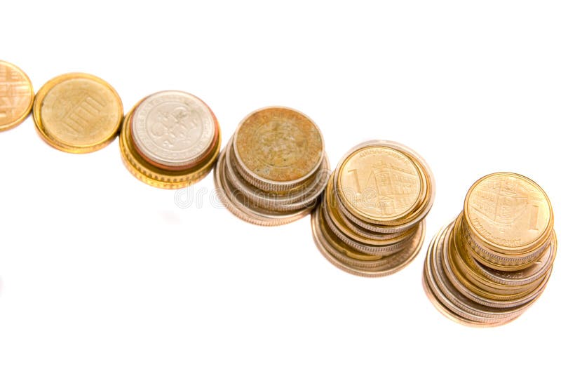 Stack of Coins Arranged Like Steps Stock Image - Image of isolated ...