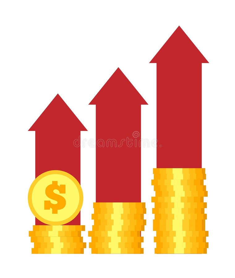 A Stack of Coins with Arrows Growing Income Stock Vector - Illustration ...