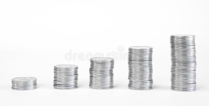 A Stack of Coins in Ascending Order. Profit Growth Concept. the ...